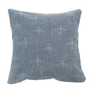 creative co-op 18" square stonewashed woven cotton embroidery pillow, blue & white