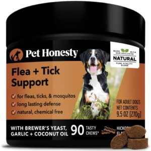 pet honesty flea & tick defense supplement - natural flea and tick soft chew for dogs, pest defense to promote body's natural response, oral flea pills for dogs - 90 ct