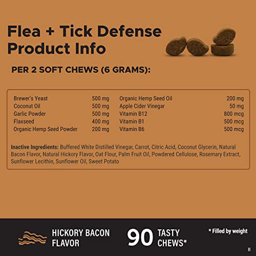 Pet Honesty Flea & Tick Defense Supplement - Natural Flea and Tick Soft Chew for Dogs, Pest Defense to Promote Body's Natural Response, Oral Flea Pills for Dogs - 90 ct