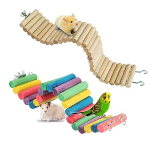 hamster bridge suspension ladder rat rainbow long bridge wooden climbing ladder bridge chew toys for dwarf syrian hamster mice mouse gerbils(2 pcs)