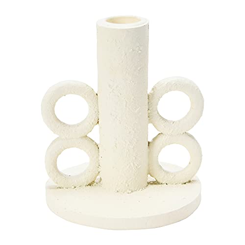 Bloomingville Resin Taper Handles, Volcano Finish Candle Holder, White