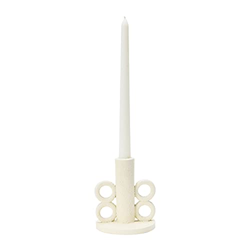 Bloomingville Resin Taper Handles, Volcano Finish Candle Holder, White