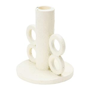 Bloomingville Resin Taper Handles, Volcano Finish Candle Holder, White