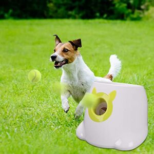 PALULU Automatic Ball Launcher for Dog, 6PCS 2 Inches Balls Included (White)