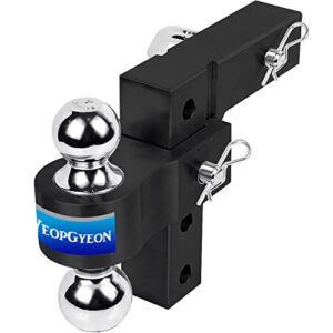 yeopgyeon adjustable 6"drop hitch ball mount- 2 in reversible ball mount, 2-5/16in./2in. ball,5000lbs/3500lbs gtw (black)