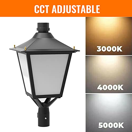 Yaolite 60W LED Post Top Light - LED Pathway Pole Lights with Photocell - 7800LM Outdoor Courtyard Lighting - Garden Lighting Fixture Dusk to Dawn Parking Lot Area Light