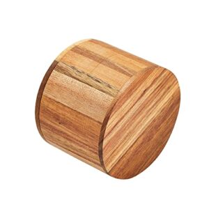 Wooden Salt Cellar with Lid for Kitchen, Countertop, Round Storage Box with Removable Cover for Spices, Dark Brown (3.5 x 3 In)