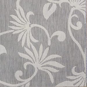 Gertmenian Indoor Outdoor Rugs by Reyn Spooner | Tropical Rugs for Deck, Patio, Poolside & Mudroom | Washable, Stain & UV Resistant Carpet | 6x9 Medium, Floral Vines Gray Cream, 46679