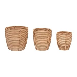 bloomingville hand-woven rattan, set of 3 basket, natural, 3