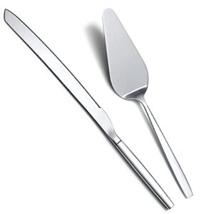 berglander wedding cake knife and server set, stainless steel cake cutting set for wedding include cake cutter and cake server perfect for wedding, birthday, parties and events