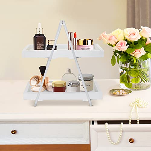 2 Tier Bathroom Countertop Organizer, Counter Standing Rack Cosmetic Holder, Bathroom Shelf Organizer for Counter, Bathroom Tray Counter Stand Rack