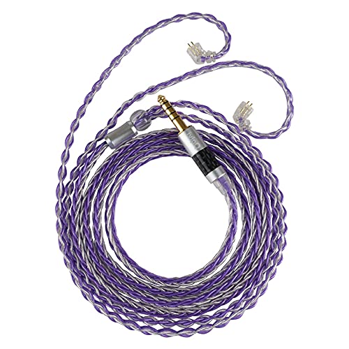 ivipQ 8 Strands of Silver-Plated Earphone Upgrade Cable MMCX/ 2Pin/QDC/TFZ/2.5mm-4.4mm earplug Audio Cable to Improve Sound Quality Earphone Cable. (2PIN, 4.4mm, Silver Purple)