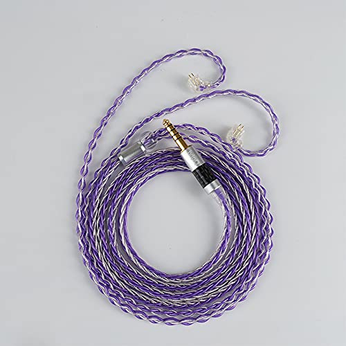 ivipQ 8 Strands of Silver-Plated Earphone Upgrade Cable MMCX/ 2Pin/QDC/TFZ/2.5mm-4.4mm earplug Audio Cable to Improve Sound Quality Earphone Cable. (2PIN, 4.4mm, Silver Purple)