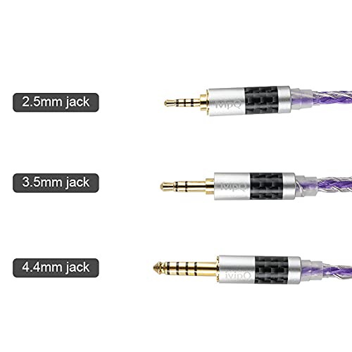 ivipQ 8 Strands of Silver-Plated Earphone Upgrade Cable MMCX/ 2Pin/QDC/TFZ/2.5mm-4.4mm earplug Audio Cable to Improve Sound Quality Earphone Cable. (2PIN, 4.4mm, Silver Purple)