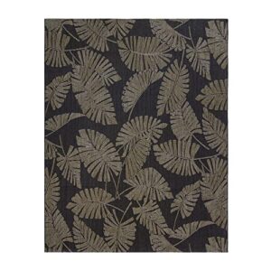 gertmenian indoor outdoor rugs by reyn spooner | tropical rugs for deck, patio, poolside & mudroom | washable, stain & uv resistant carpet | 6x9 medium, palm tree leaf black brown, 46684