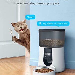 Automatic Cat Feeders, Katalic Clog-Free 4L Cat Food Dispenser with Sliding Lock Lid Storage Timed Feeder for Cat and Dogs with Voice Recorder, Programmable Meal & Portion