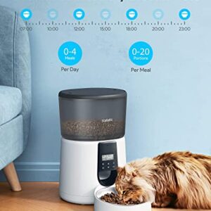 Automatic Cat Feeders, Katalic Clog-Free 4L Cat Food Dispenser with Sliding Lock Lid Storage Timed Feeder for Cat and Dogs with Voice Recorder, Programmable Meal & Portion