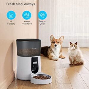 Automatic Cat Feeders, Katalic Clog-Free 4L Cat Food Dispenser with Sliding Lock Lid Storage Timed Feeder for Cat and Dogs with Voice Recorder, Programmable Meal & Portion