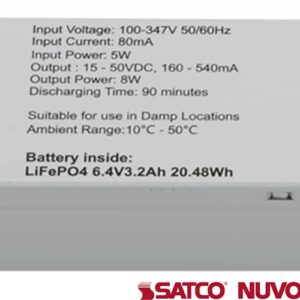 Satco [65/708] (1 Pack) Add On Em For Low Bays; Add On Emergency Backup Battery For Linear Strip Lights; 8 Watt; 1000 Lm; 90 Min. Run Time; 120-347 Volt; (Modular Components)