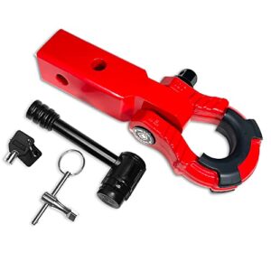 gearamerica 2"x2" uber hitch receiver – heavy duty steel – for class 4 vehicles – safe and strong anchor point for 4x4s, trucks, and suvs - 10 ton wll, 20 ton mbs – red