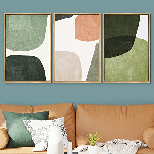 SIGNWIN Framed Canvas Print Wall Art Trio of Multicolored Transparent Ovals Abstract Shapes Illustrations Modern Art Multicolor Pastel for Living Room, Bedroom, Office - 24"x36"x3 Natural