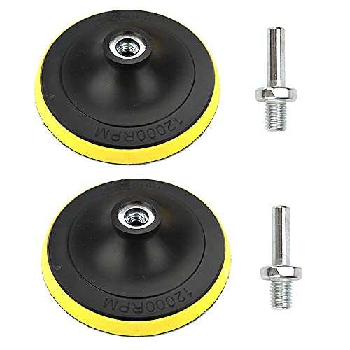 SI FANG 2 Pack 5 Inch Hook and Loop Backing Pads with M14 Thread Drill Adapter, Sanding Disc Car Polishing Pad Backing Plate for Angle Grinder Buffer Polisher Attachment (12000RPM)