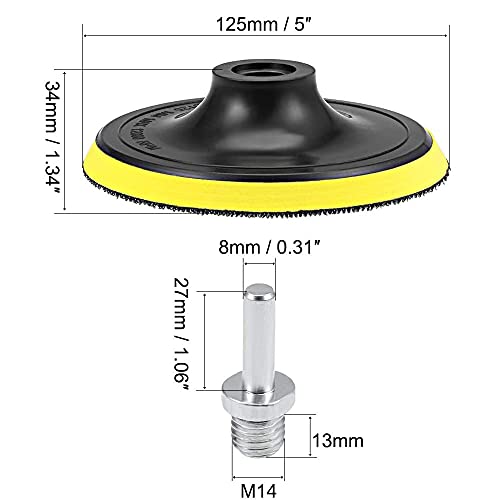 SI FANG 2 Pack 5 Inch Hook and Loop Backing Pads with M14 Thread Drill Adapter, Sanding Disc Car Polishing Pad Backing Plate for Angle Grinder Buffer Polisher Attachment (12000RPM)