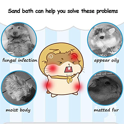 kathson Hamster Bathing Sand with Sandbox Bathroom, Small Animal Cleansing Potty Litter Dust Gerbil Grooming Sand Bath for Dwarf Hamster Gerbil Mouse