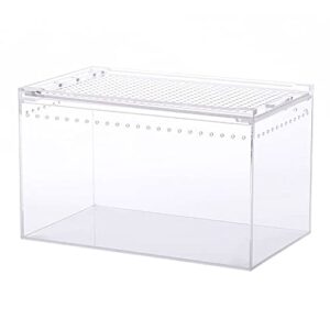 naneezoo magnetic acrylic enclosure, 10x6x6 inch tall long case reptile habitat terrarium cage for terrestrial arboreal tarantula scorpion sling isopods lizards invertebrates insect mantis