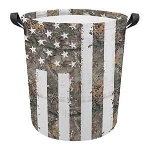 camouflage camo tree american flag laundry hamper laundry basket dirty clothes bag foldable bucket washing bin toys storage organizer for college dorms, kids bedroom,bathroom