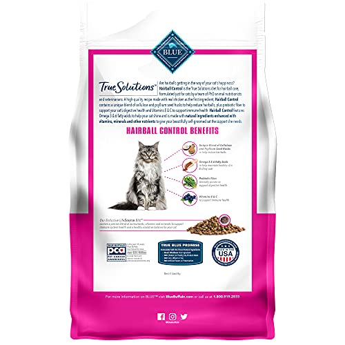 Blue Buffalo True Solutions Hairball Control Natural Adult Dry Cat Food, Chicken 3.5-lb