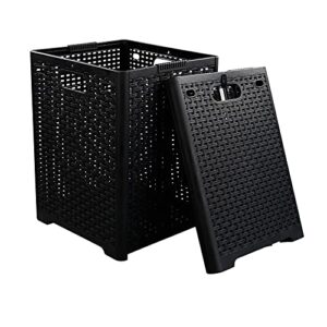 pekky 2-pack plastic folding hamper, 42 l collapsible laundry basket, black