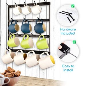 ARKtec Decor Coffee Cup Rack with Adjustable Hooks. Customizable Mug Racks for Wall, Coffee Mug Wall Rack, Coffee Mug Rack Wall Mounted, or Mug Holder for Wall Display, Storage & Organization