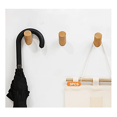 NEAUDE Wall Hooks Wooden Pegs for Hanging Natural Wood Coat Hangers Rustic Rack Wall Mounted Single Decorative Clothes Hook Peg Rack for Entryway Jacket Hat Backpack Coat Hooks Screw in Wall (3 PCS)