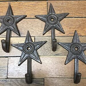 4 Star Western Coat Hooks Tack Hat Wall Hanger Rustic Iron Barn Key Americana