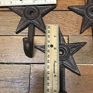 4 Star Western Coat Hooks Tack Hat Wall Hanger Rustic Iron Barn Key Americana