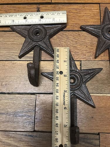 4 Star Western Coat Hooks Tack Hat Wall Hanger Rustic Iron Barn Key Americana