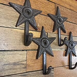 4 Star Western Coat Hooks Tack Hat Wall Hanger Rustic Iron Barn Key Americana