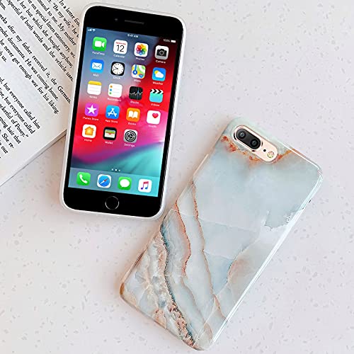 J.west iPhone 8 Plus Case/iPhone 7 Plus 5.5,Luxury Grey Marble Design Graphics Stone Pattern Ultra Slim Thin Bumper Soft Rubber TPU Silicone Protective Phone Case Cover for Women Girls Agate Slice