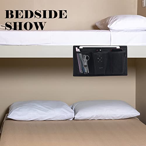 Gloppie Bedside Caddy Bed-Side Pockets Organizer Remote Holder for Bedside Organizer Bedside Pocket Storage Caddy Bedside Hanging Organizer with Pockets Table Cabinet Storage Organizer Black