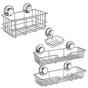 ipegtop no drilling suction cup deep shower caddies x1, wide shower caddy x2, suction soap dish x1, rustproof stainless steel