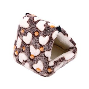 hai lan hamster squirrel warm house guinea pig cotton nest plush sugar glider small animal bed sleeping bag soft small pet animal habitat hammock, coffee color