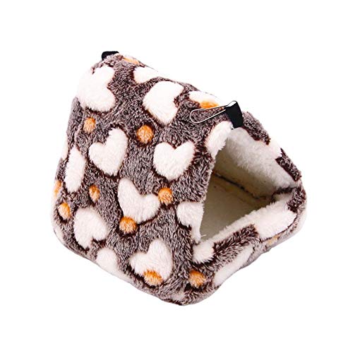 Hai Lan Hamster Squirrel Warm House Guinea Pig Cotton Nest Plush Sugar Glider Small Animal Bed Sleeping Bag Soft Small Pet Animal Habitat Hammock, Coffee Color