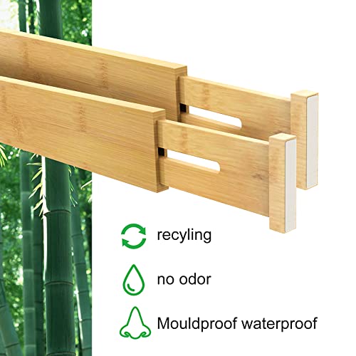 BMOSU 8 Pack Drawer Dividers kitchen Utensils Organizers Bamboo Drawers Divider Adjustable Expandable Drawer Divider Separators Spring (13-17IN