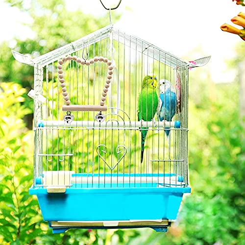 Allazone Bird Parrot Toys, 18 PCS Hanging Bell Pet Bird Cage Hammock Swing Toy Bird Perch Toys Wooden Chewing Toy for Conures, Love Birds, Small Parakeets Cockatiels, Macaws (2)