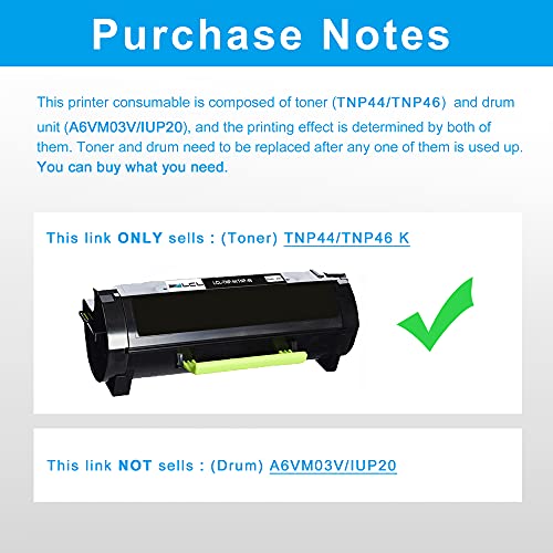 LCL Compatible Toner Cartridge Replacement for Konica Minolta TNP44 TNP-44 TNP46 TNP-46 A6VK01F A6VK01W 20000Pages Bizhub 4050 4750 (1-Pack Black)