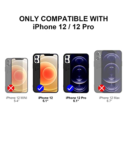 Silicone Card Case Compatible with iPhone 12/iPhone 12 Pro 6.1inch, Shock-Absorbing Protective Case with Card Holder, Soft Slim Wallet Case Compatible with iPhone 12/12 Pro (2020 Release)-Black