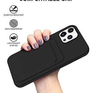 Silicone Card Case Compatible with iPhone 12/iPhone 12 Pro 6.1inch, Shock-Absorbing Protective Case with Card Holder, Soft Slim Wallet Case Compatible with iPhone 12/12 Pro (2020 Release)-Black