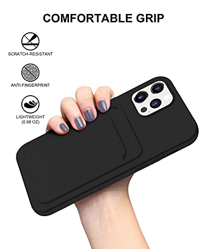 Silicone Card Case Compatible with iPhone 12/iPhone 12 Pro 6.1inch, Shock-Absorbing Protective Case with Card Holder, Soft Slim Wallet Case Compatible with iPhone 12/12 Pro (2020 Release)-Black