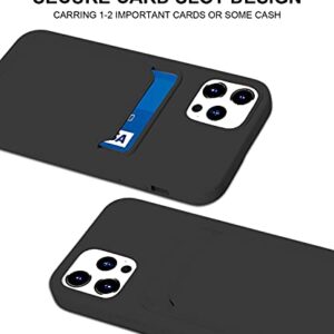 Silicone Card Case Compatible with iPhone 12/iPhone 12 Pro 6.1inch, Shock-Absorbing Protective Case with Card Holder, Soft Slim Wallet Case Compatible with iPhone 12/12 Pro (2020 Release)-Black